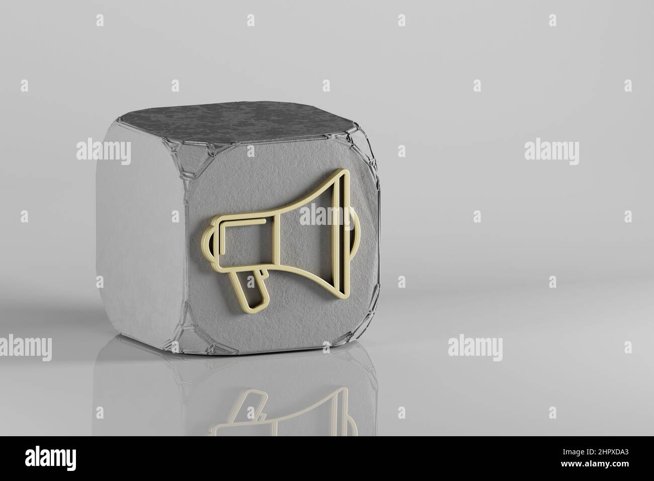 Shout Megaphone icon. Beautiful Golden music symbol icons on a beton ...