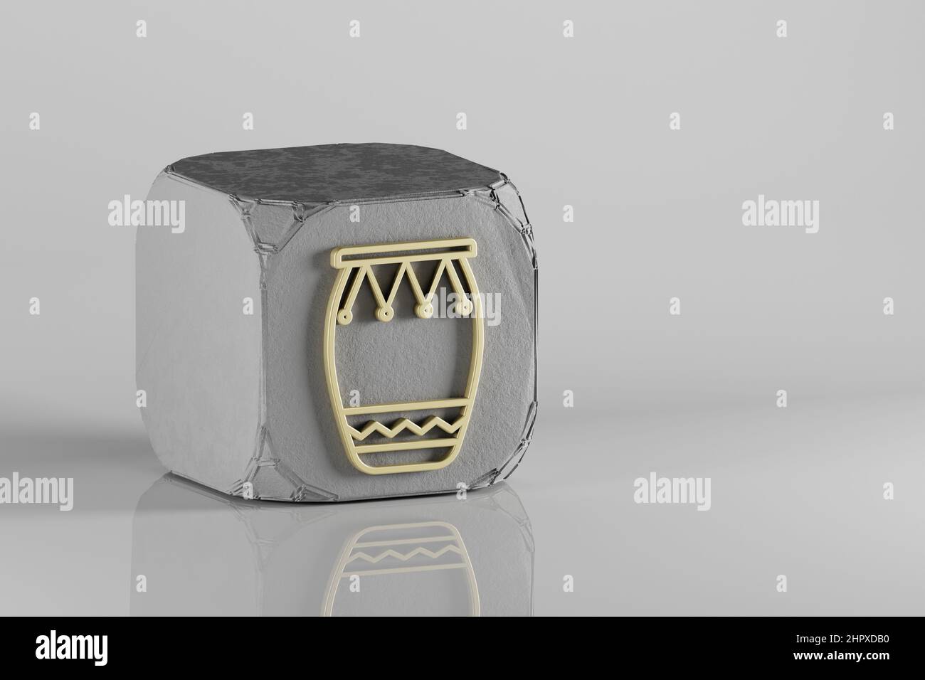 Big Bongo icon. Beautiful Golden music symbol icons on a beton cube and ...