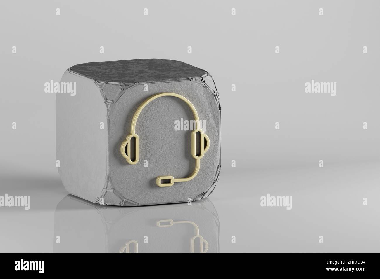 Headphones with Mic icon. Beautiful Golden music symbol icons on a ...