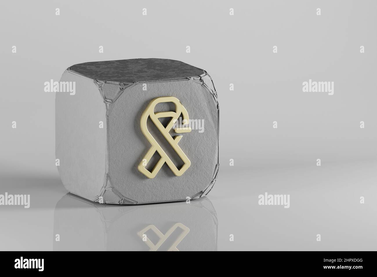 HIV Inconclusive icon. Beautiful Golden symbol icons on a beton cube ...
