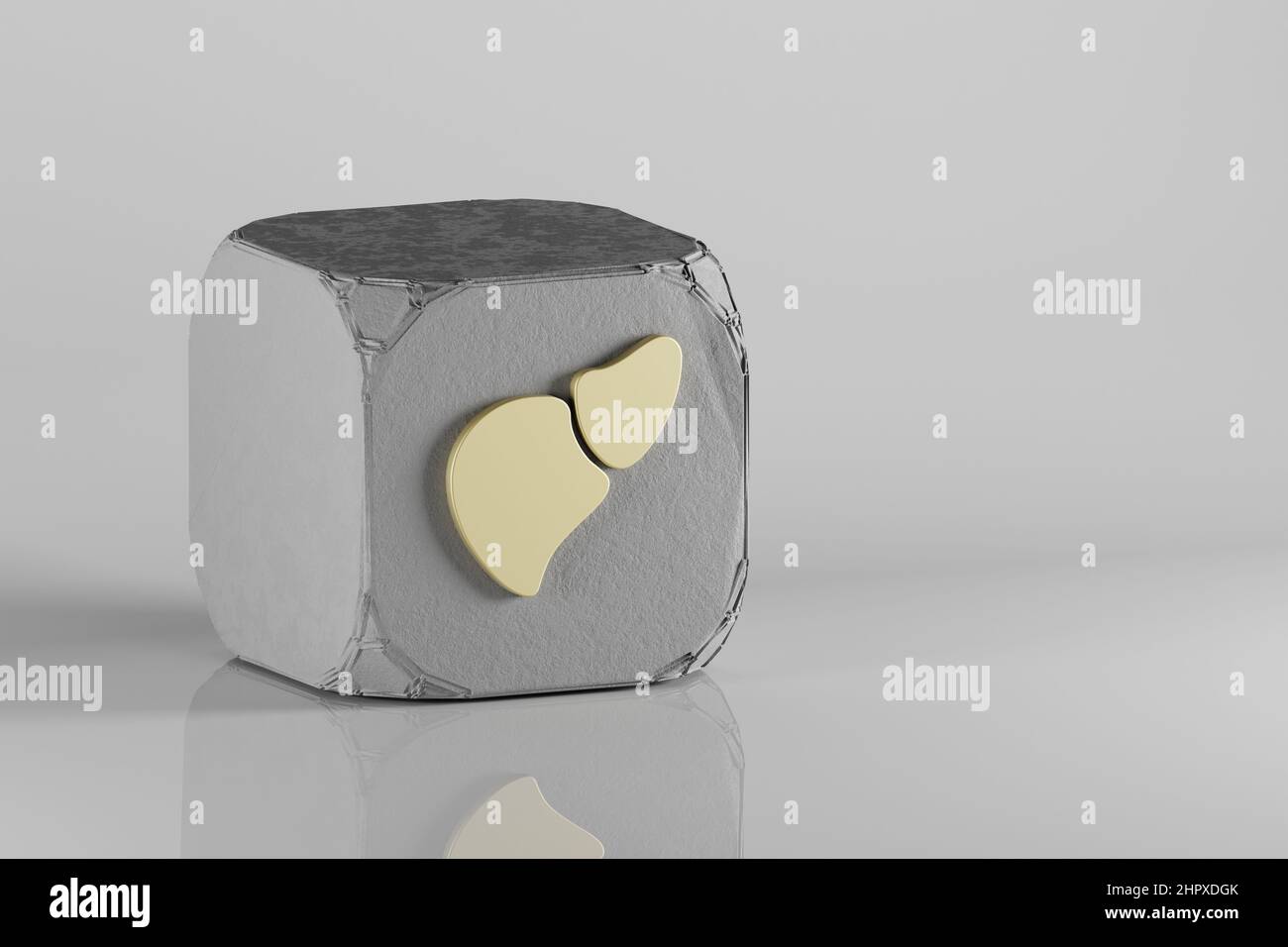 Liver ALT icon. Beautiful Golden symbol icons on a beton cube and white ...