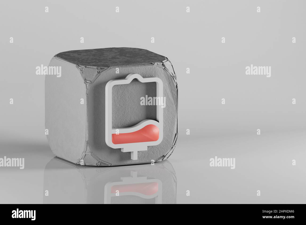 Blood Bag icon. Beautiful Blood Symbol medical on a beton cube and ...