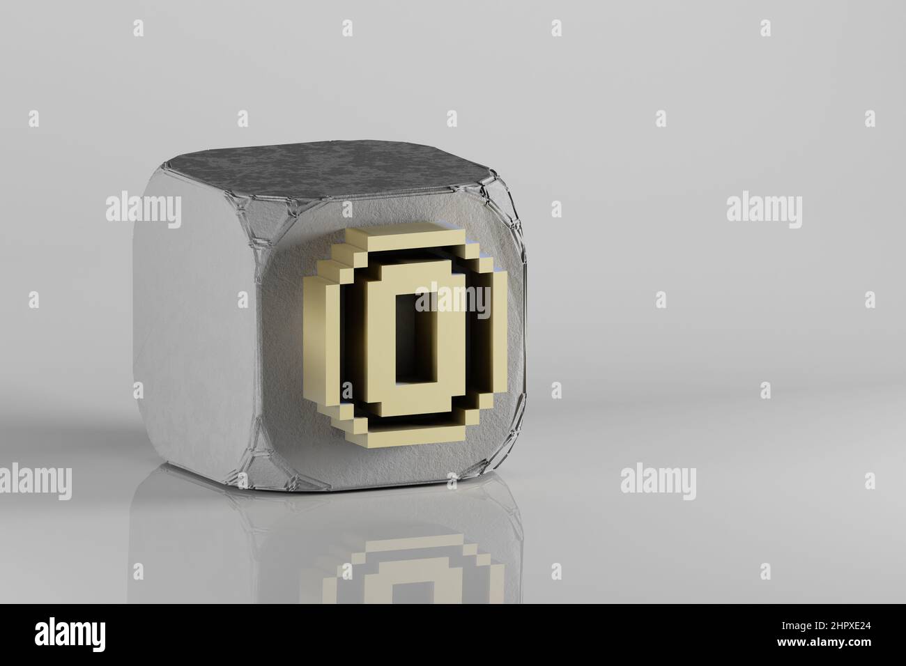 Beautiful Golden pix symbol icons on a beton cube and white ceramic ...