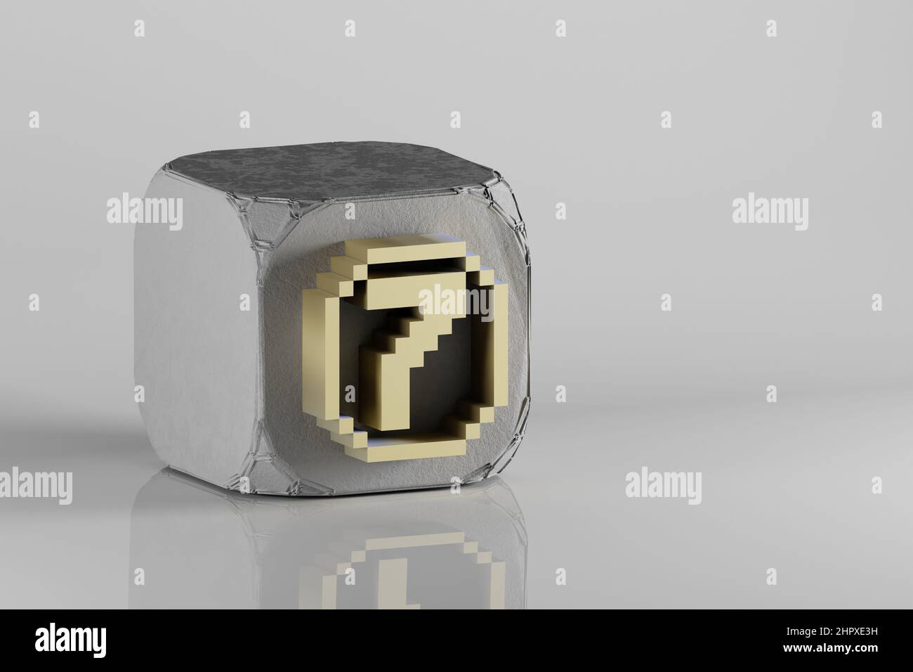 Beautiful Golden pix symbol icons on a beton cube and white ceramic ...