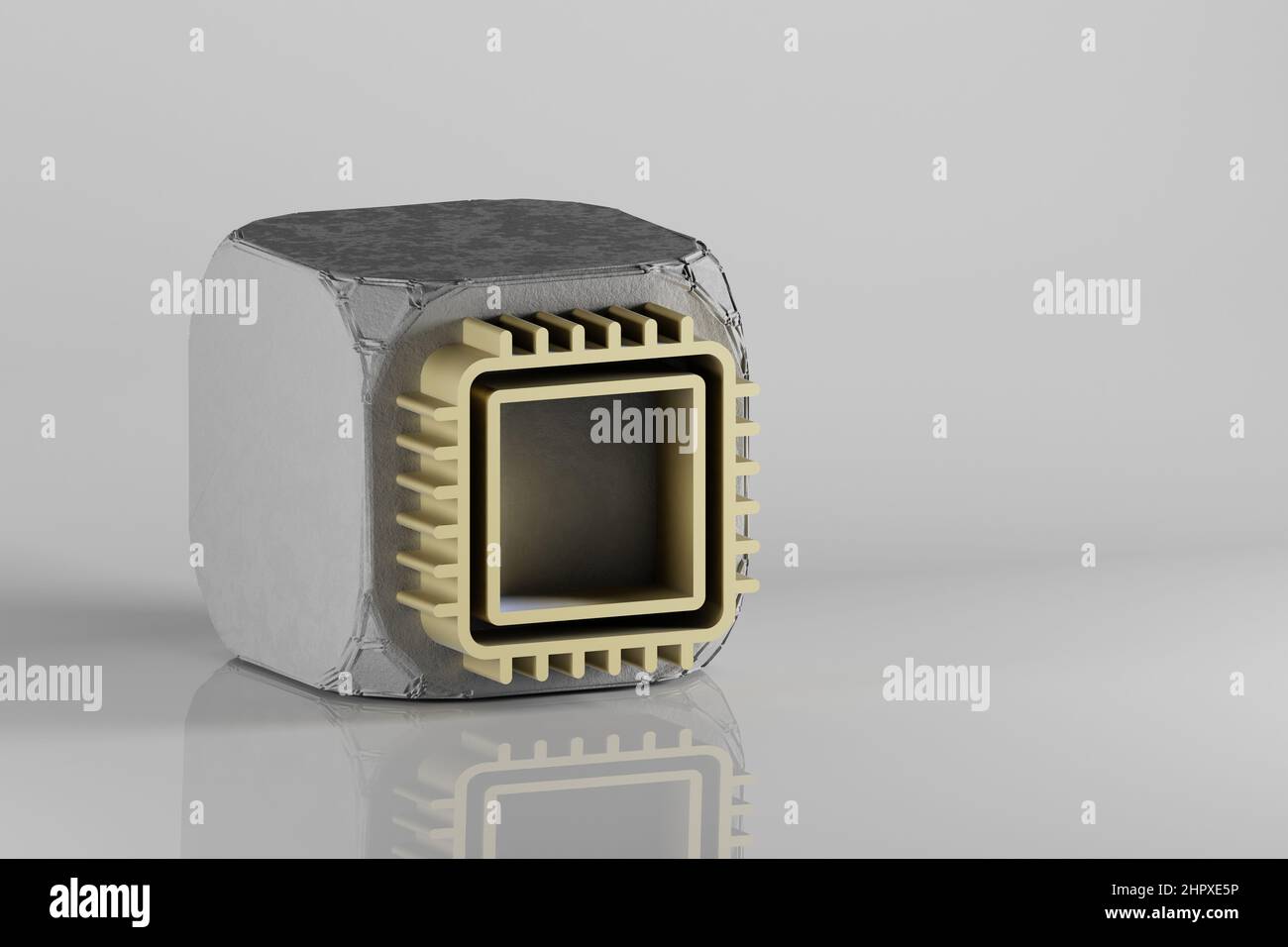 Beautiful Golden CPU driver symbol icons on a beton cube and white ...
