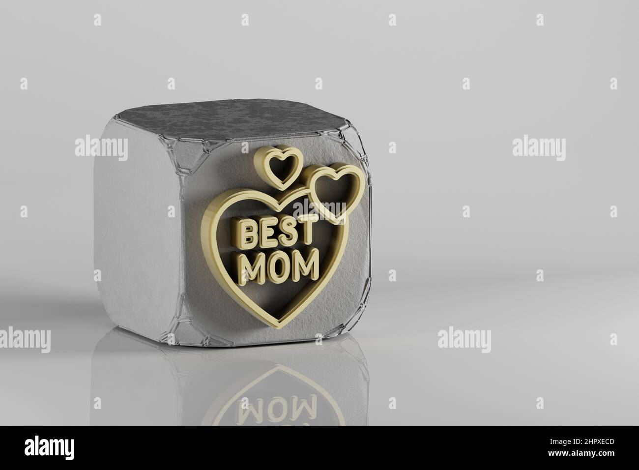 Beautiful Golden heart with words Best MOM symbol on a beton cube and ...