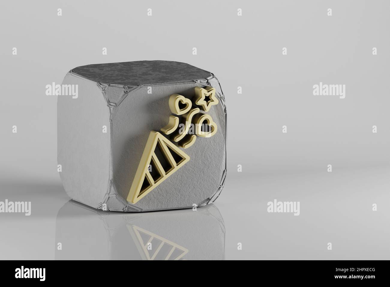 Beautiful Golden firework symbol on a beton cube and white ceramic ...