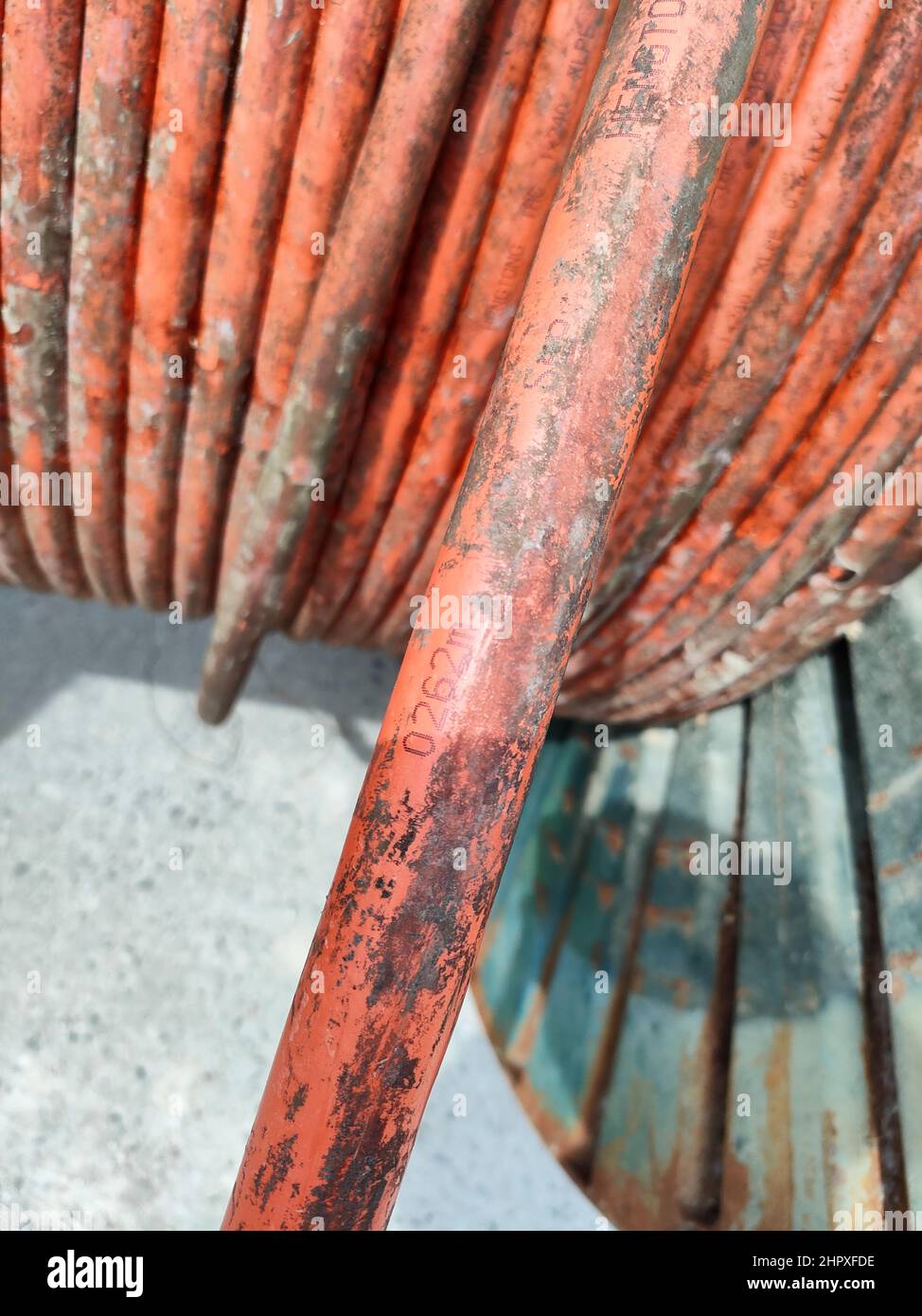 A vertical shot of Cable Pulling activity for Generator at 230KV ...