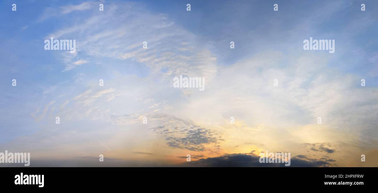 Sky. Nature background with sunset sky with sun and white clouds Stock ...