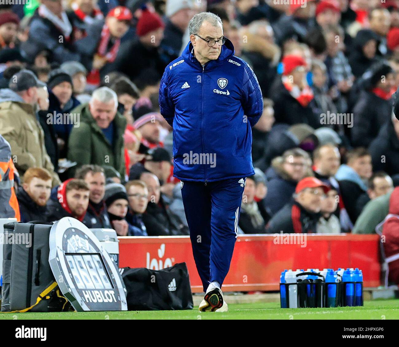 Marcelo Bielsa the Leeds United manager on the sidelines during the ...