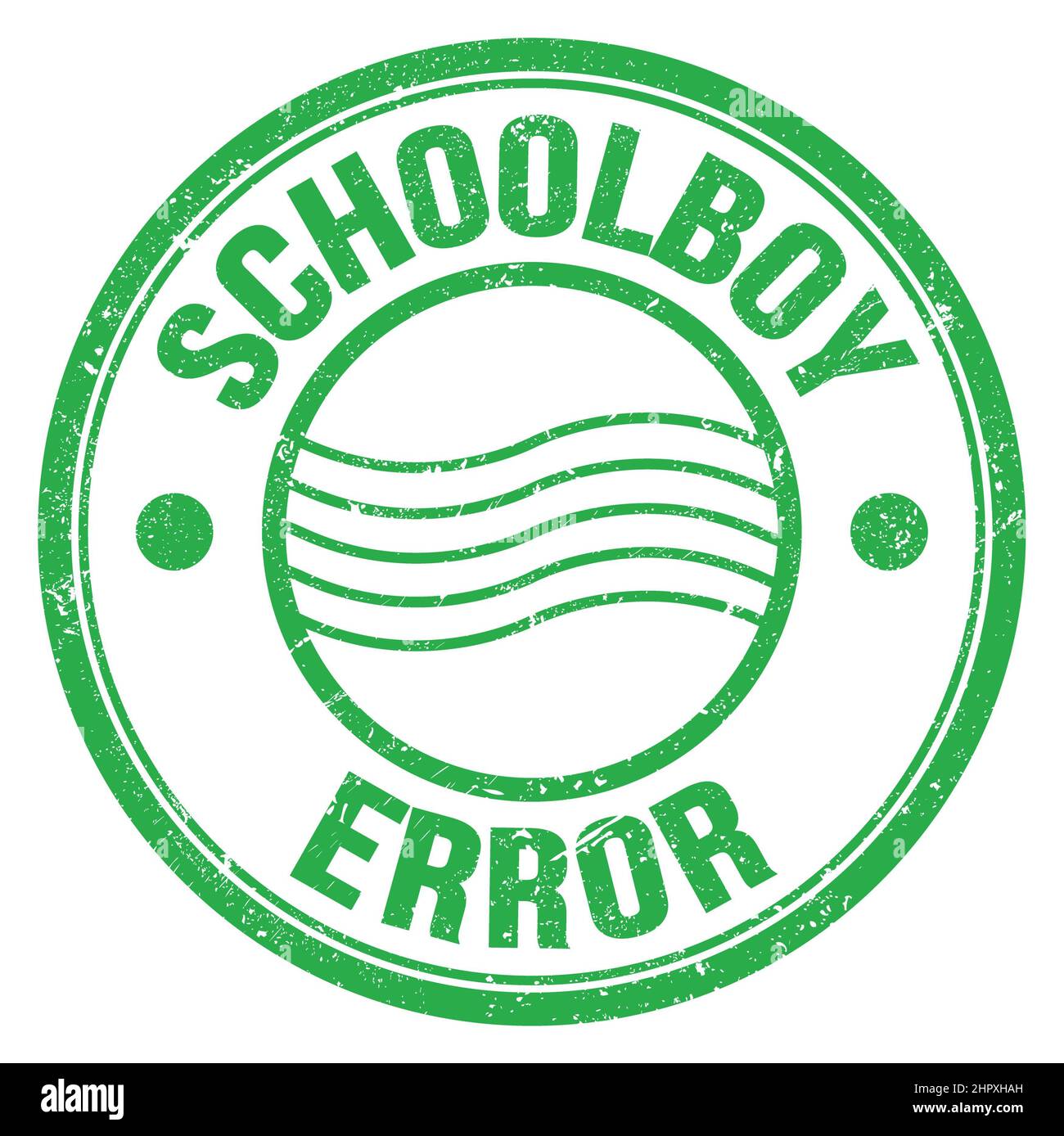 SCHOOLBOY ERROR text written on green round postal stamp sign Stock ...