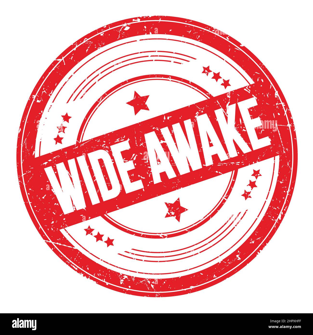 WIDE AWAKE text on red round grungy texture stamp Stock Photo - Alamy