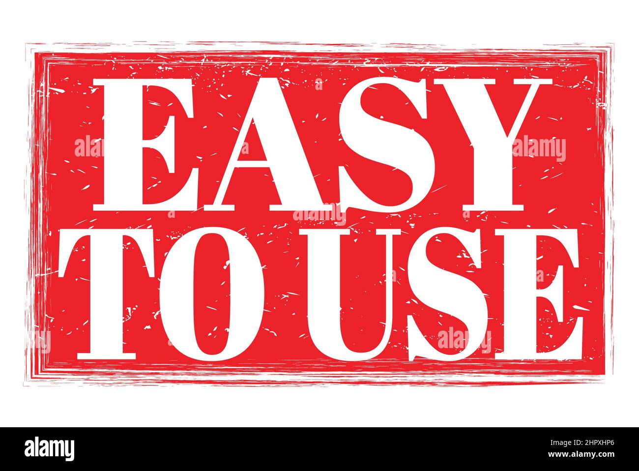 EASY TO USE, words written on red grungy stamp sign Stock Photo - Alamy