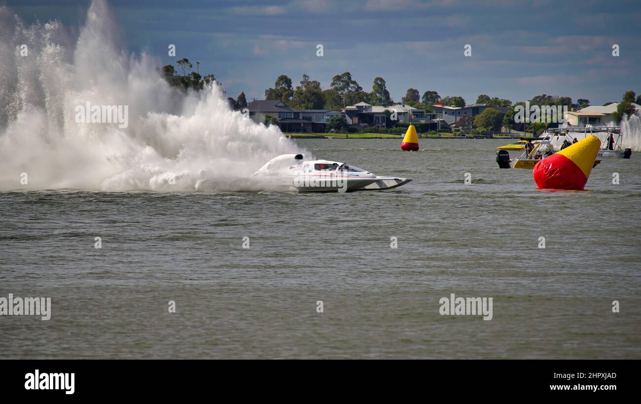 Mulwala, New South Wales Australia - March 28, 2021: White hydroplane ...