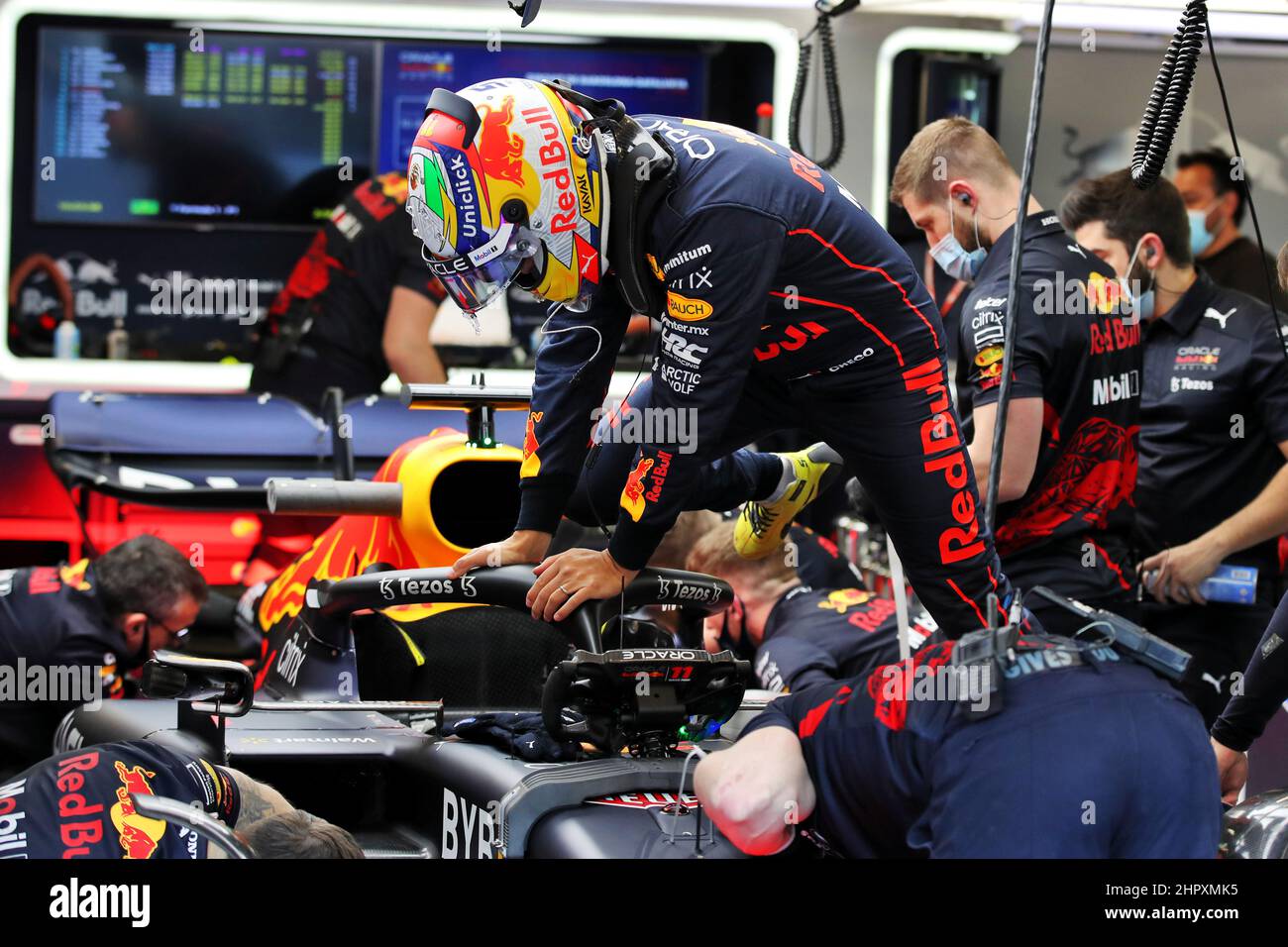 Barcelona, Spain. 24th Feb, 2022, . Sergio Perez (MEX) Red Bull Racing ...