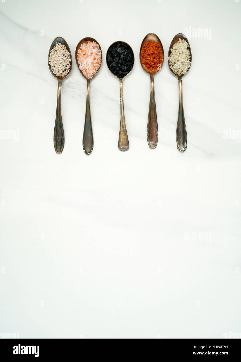 Various types of salt from around the world, left to right unrefined ...