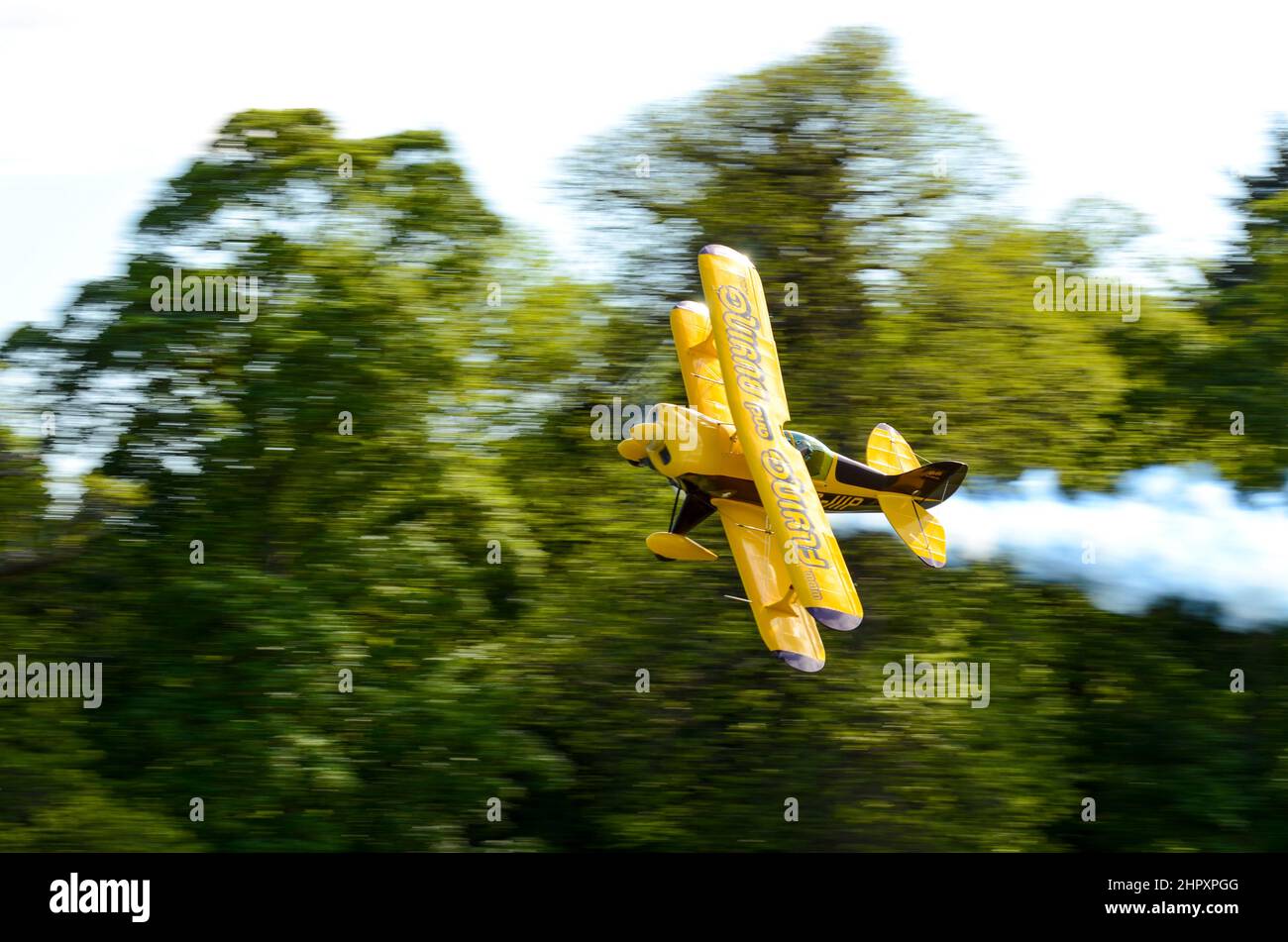 Trig Aerobatic Team Pitts Special aerobatic biplane flying a knife edge ...