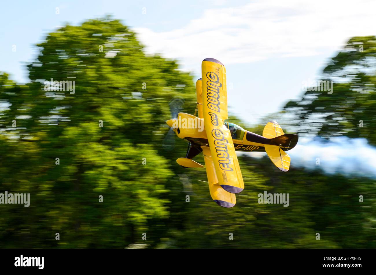 Trig Aerobatic Team Pitts Special aerobatic biplane flying a knife edge ...