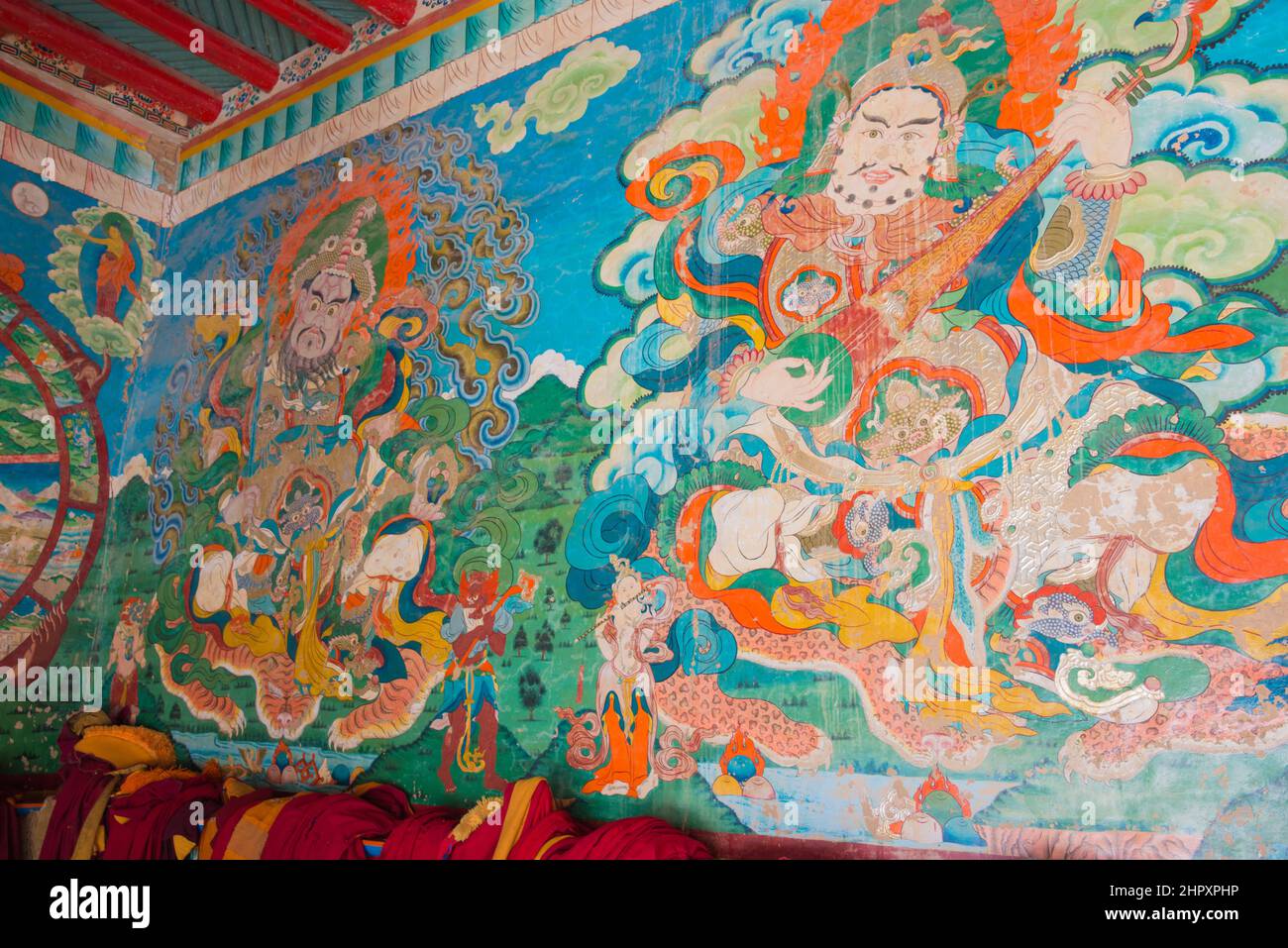 LUHUO, CHINA - Wall painting at Shouling Temple. a famous Lamasery in ...