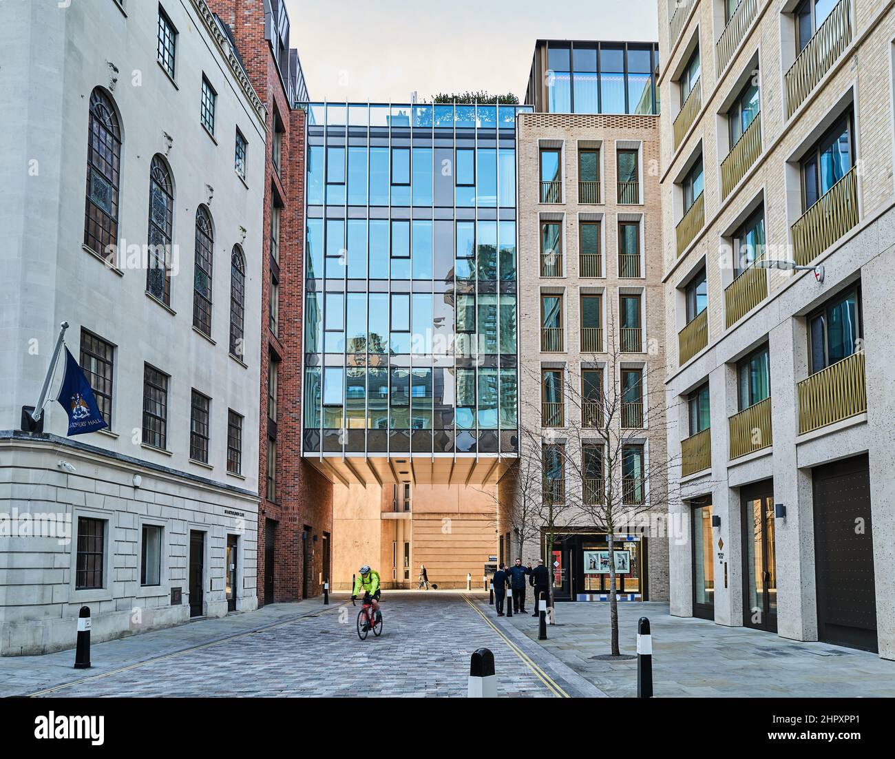 Butcher's Hall (on the left), Bartholomew Close, London, England Stock ...