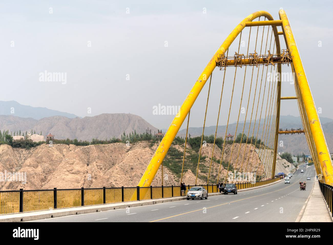 GUIDE, CHINA - The yellow river big bridge(Huanghe Qing Daqiao). a ...