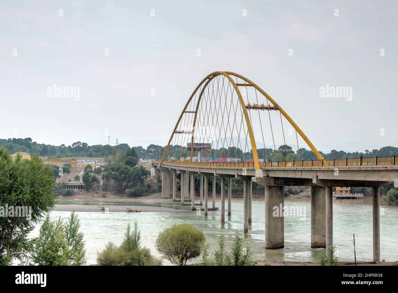 GUIDE, CHINA - The yellow river big bridge(Huanghe Qing Daqiao). a ...