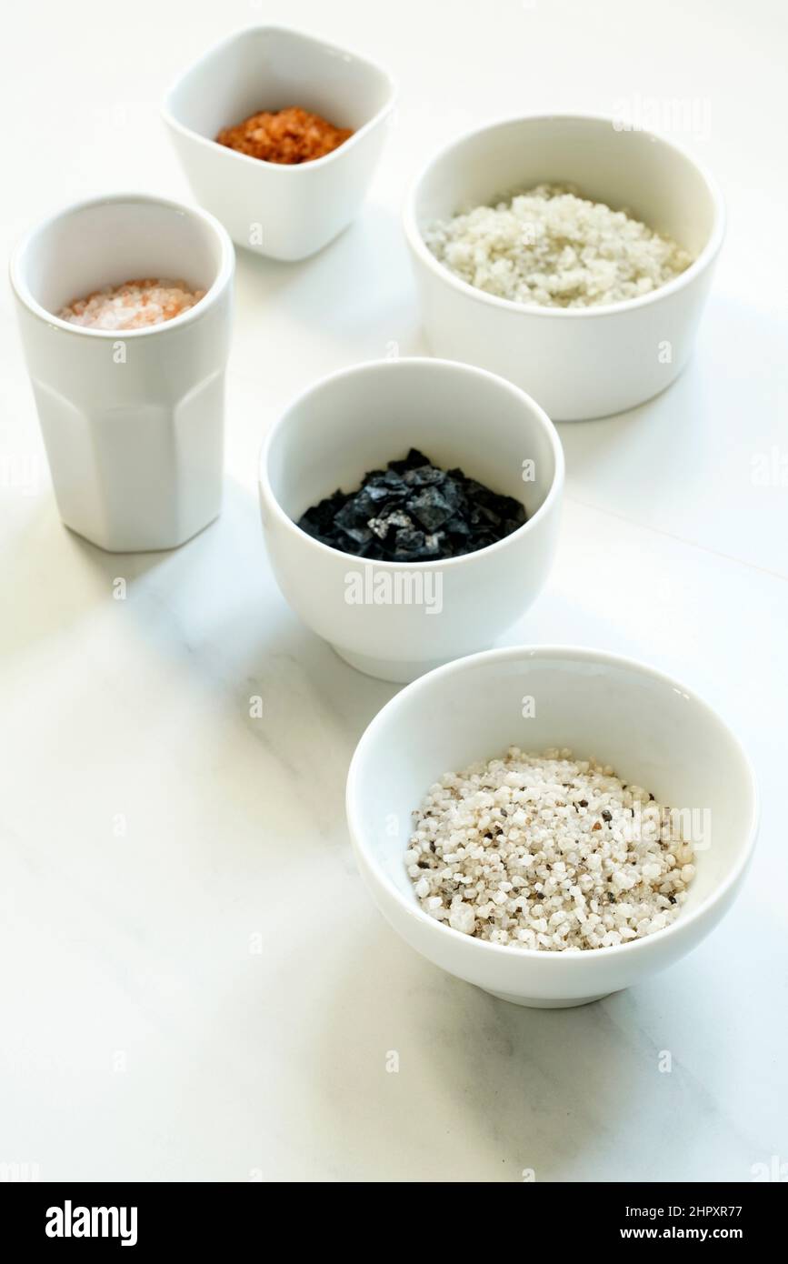 Various types of salt from around the world, unrefined salt from the ...