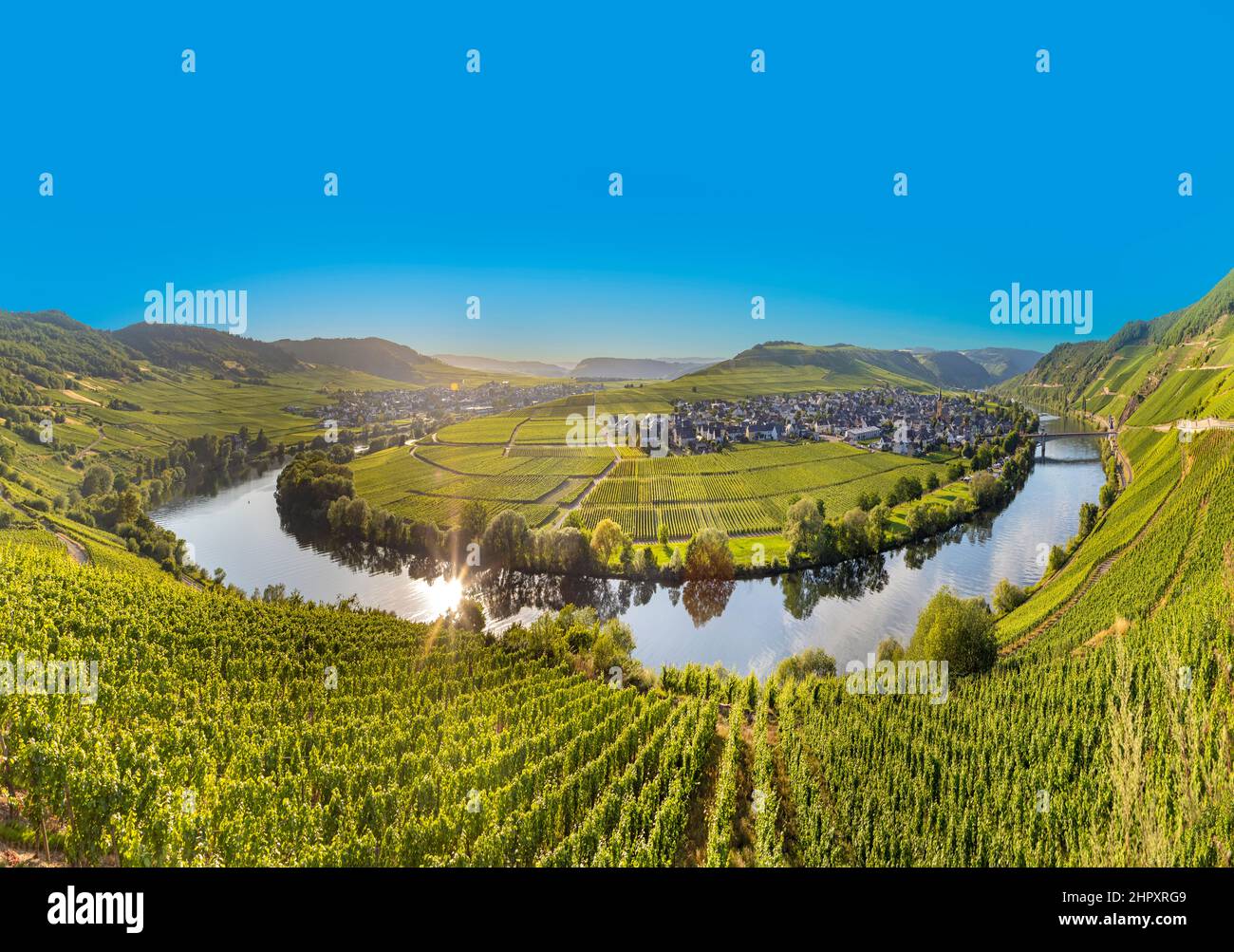 scenic moselle river loop at Leiwen, Trittenheim in Germany Stock Photo ...