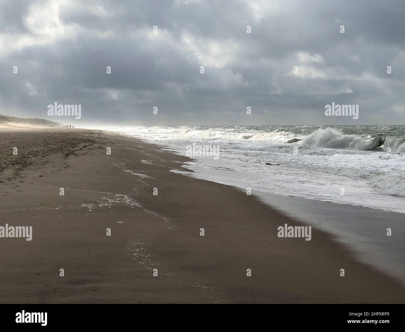 scenic autumn sandy beach with waves and dunes in Sylt, Germany Stock ...