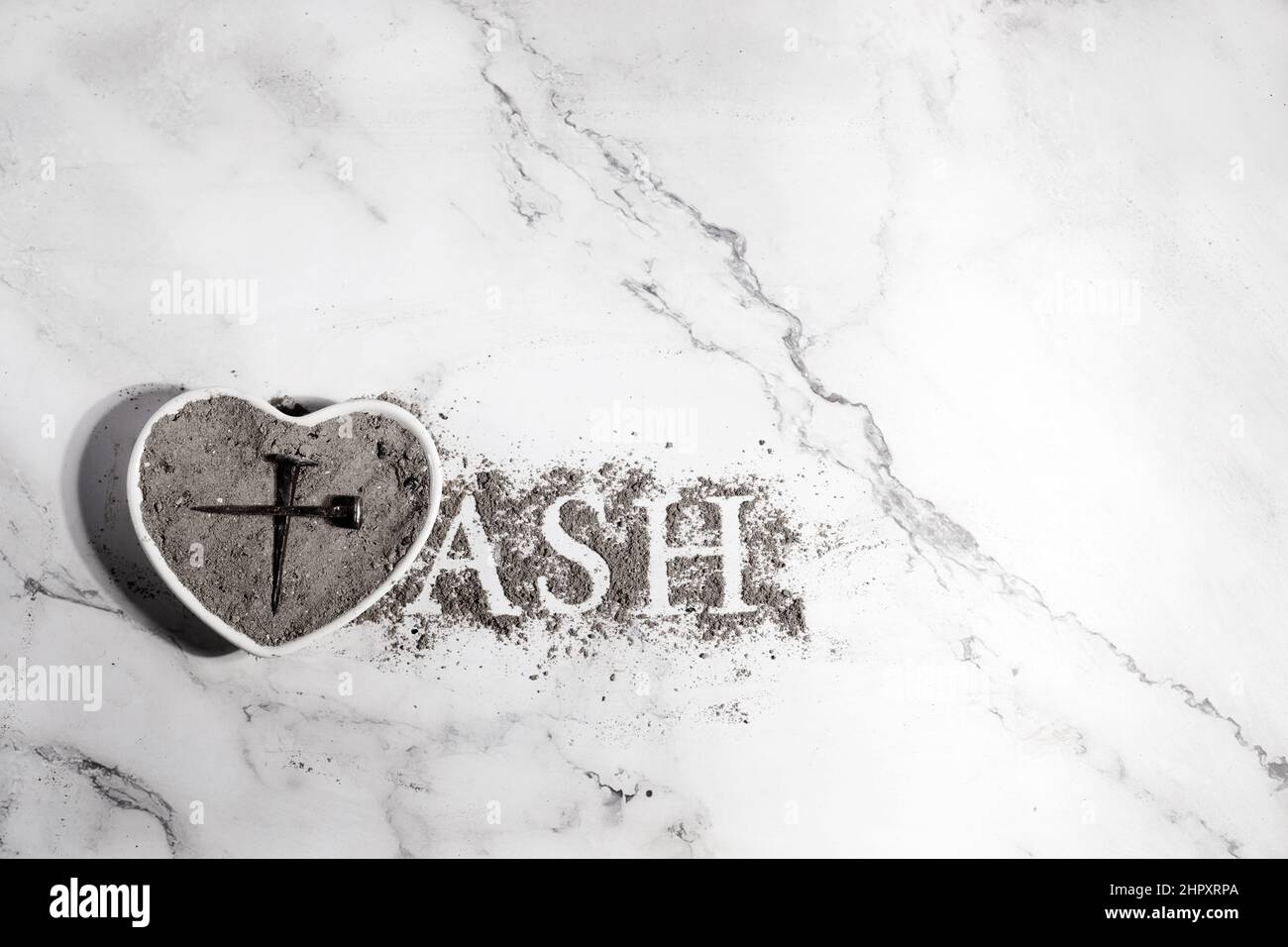 Ash wednesday, crucifix made of ash, dust as christian religion. Lent ...