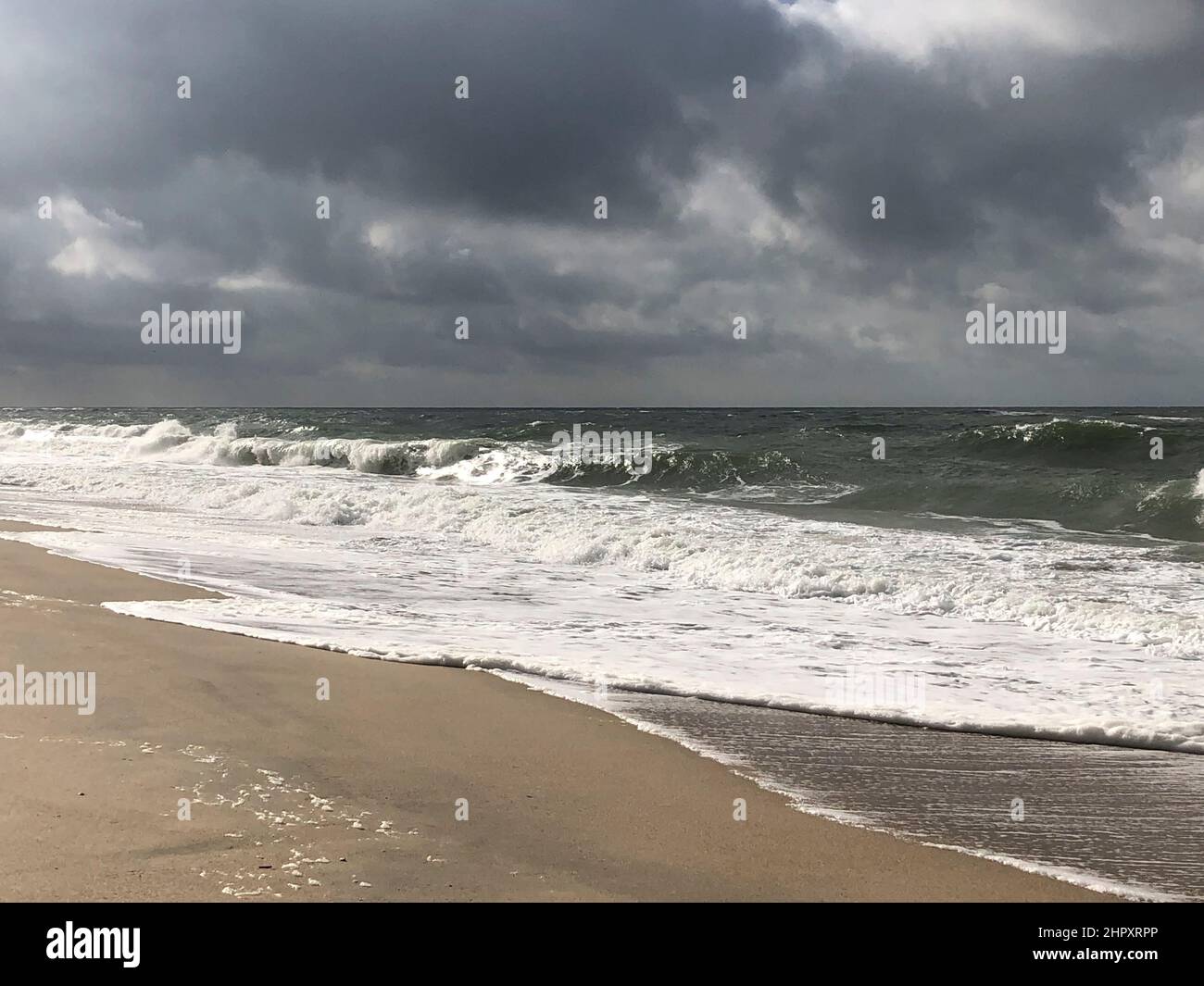 scenic autumn sandy beach with waves and dunes in Sylt, Germany Stock ...