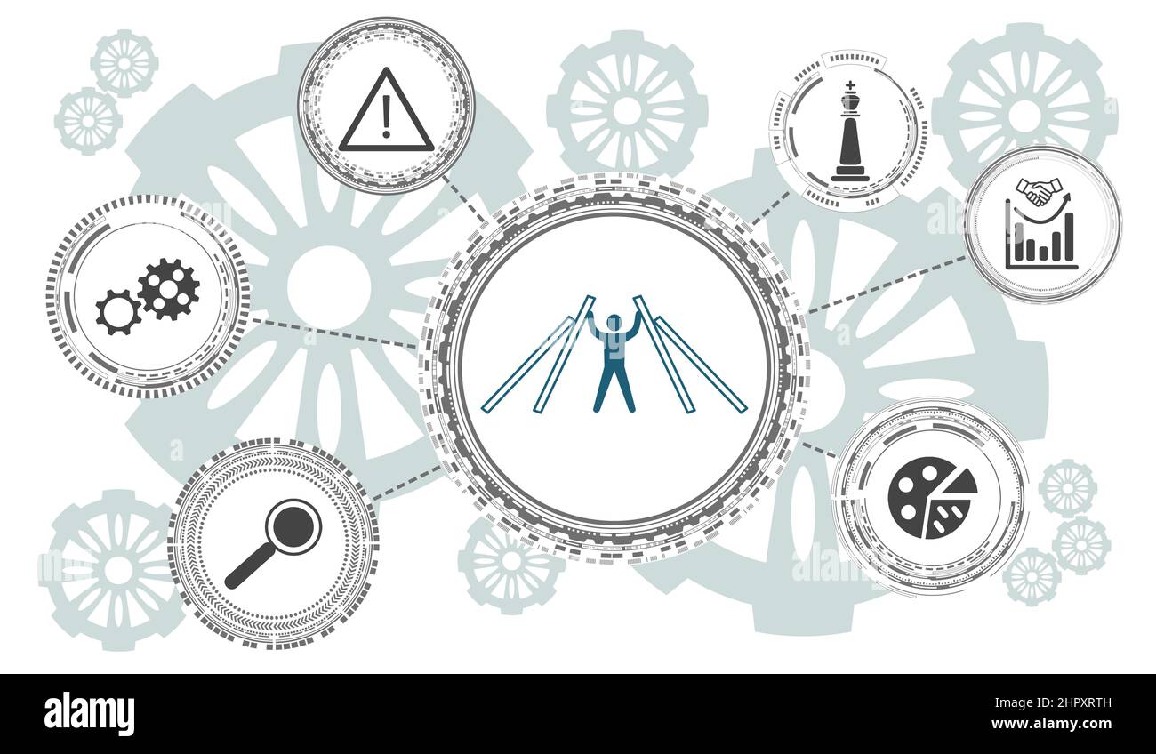 Concept of crisis management with connected icons Stock Photo - Alamy