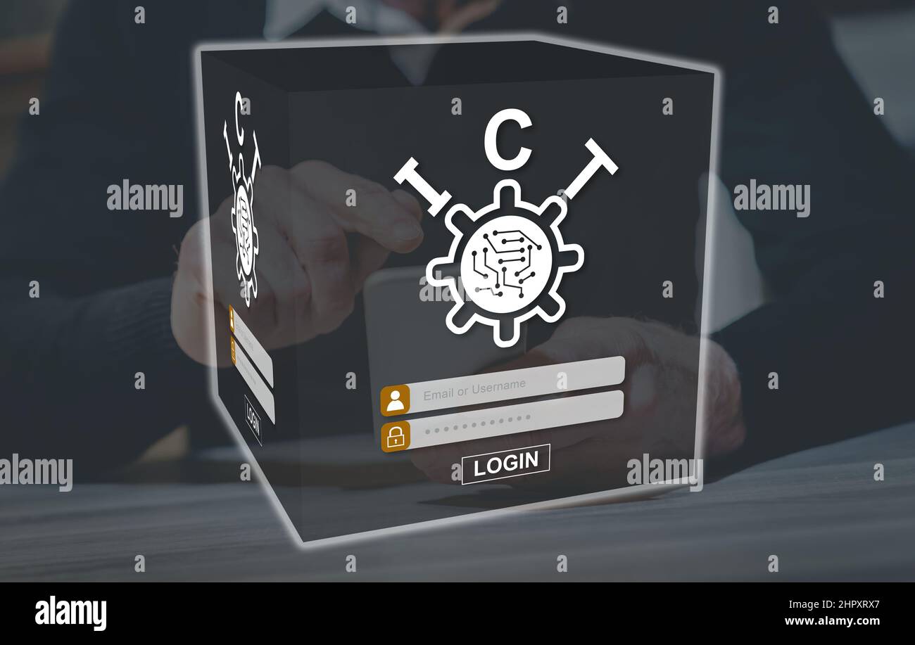 Ict concept illustrated by a picture on background Stock Photo - Alamy