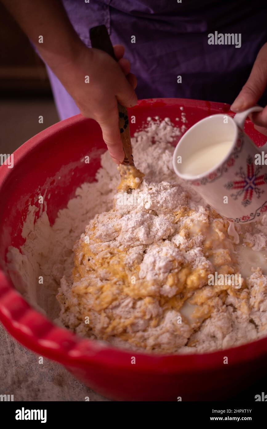 Process of dough preparations for a bakery Stock Photo - Alamy