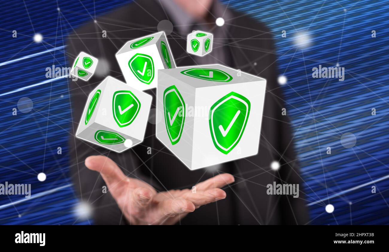 Validation concept above the hand of a man in background Stock Photo ...