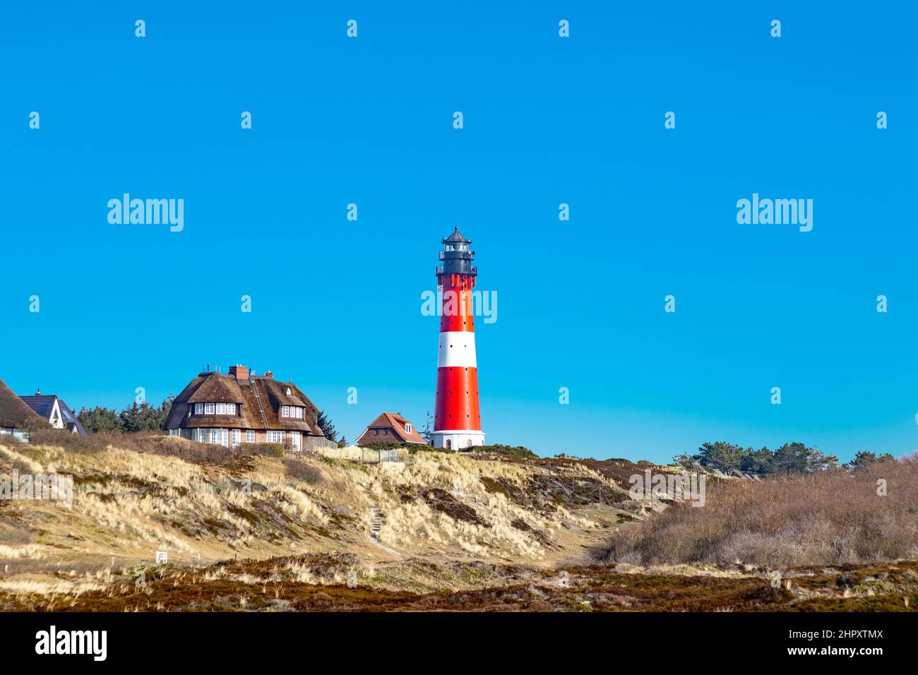 lighthouse of Hoernum on Sylt island, Germany. Landmark, tourist ...