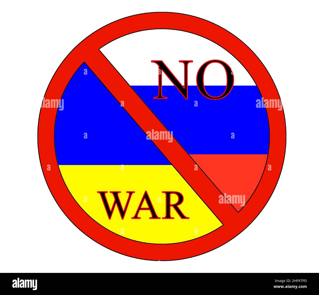 Sign NO WAR illustration. Flag of Ukraine and Russia, the concept of ...