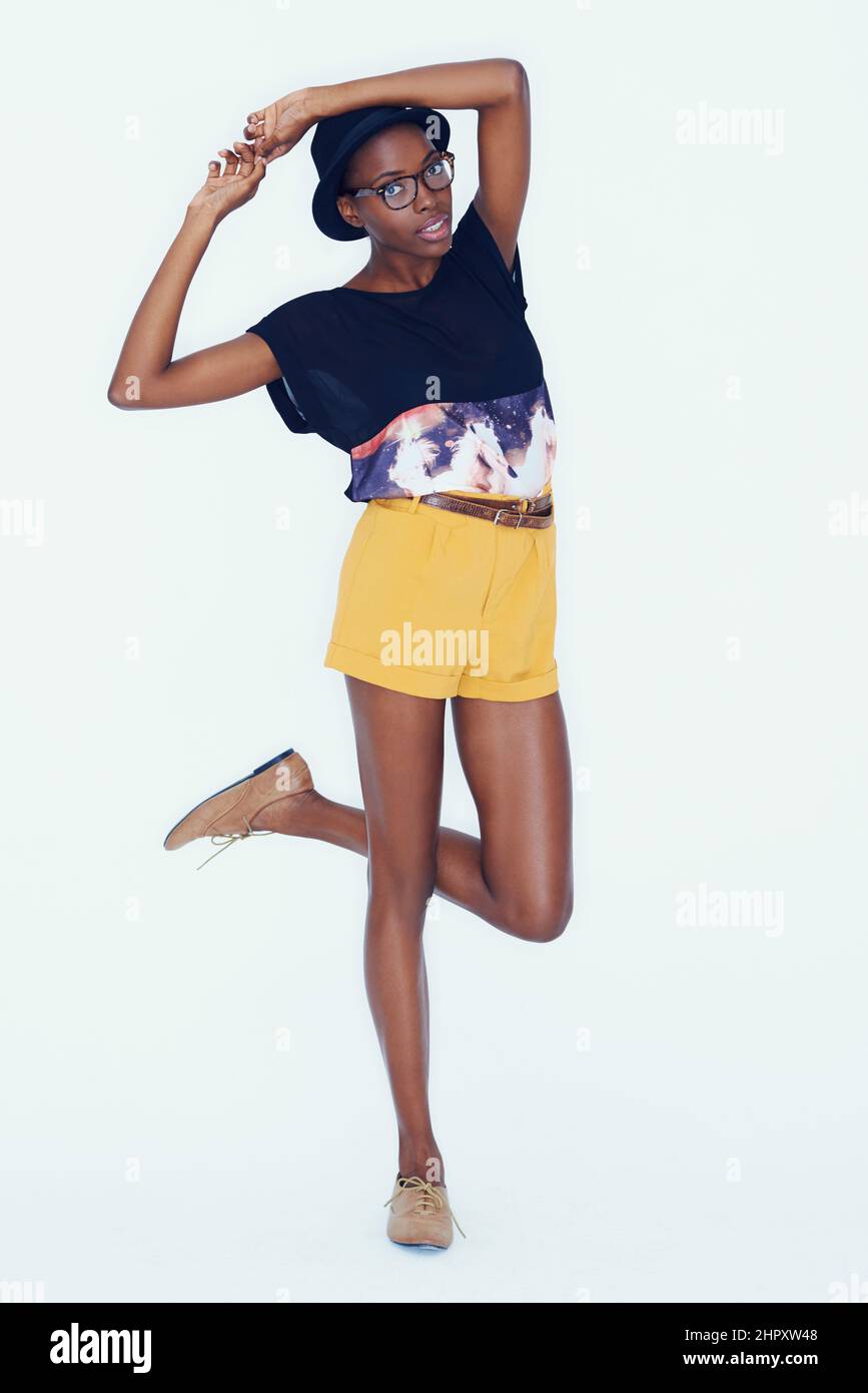 Playful posing. A young model having fun with poses Stock Photo - Alamy