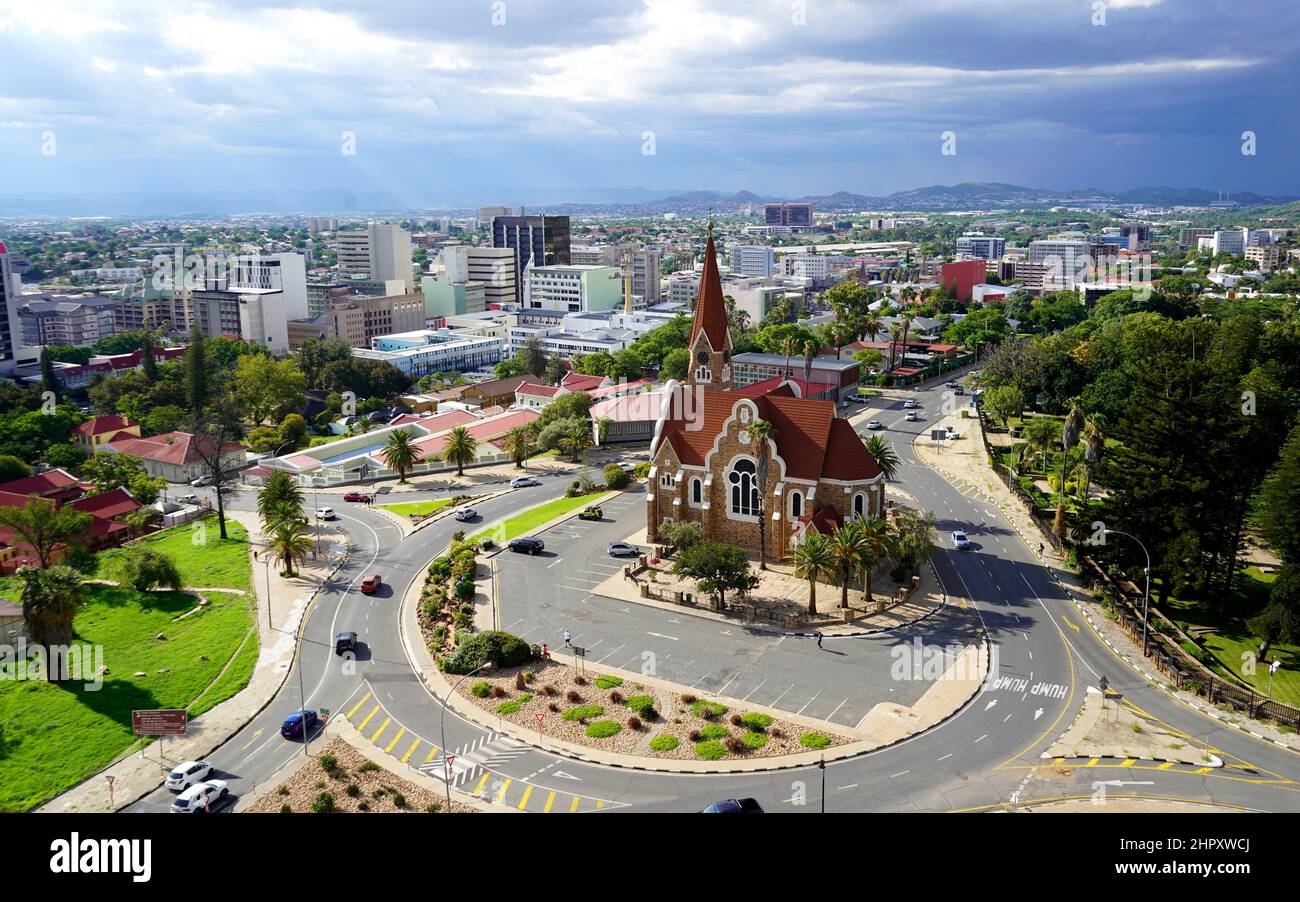 12 February 2022 - Windhoek, Namibia :Landmark building of Christus ...
