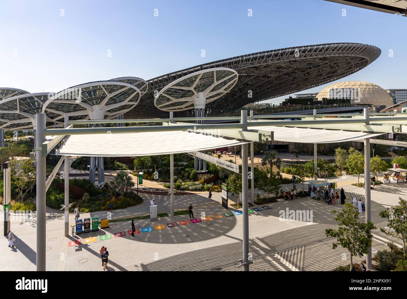 View of Terra - The Sustainability Pavilion including solar panel trees ...
