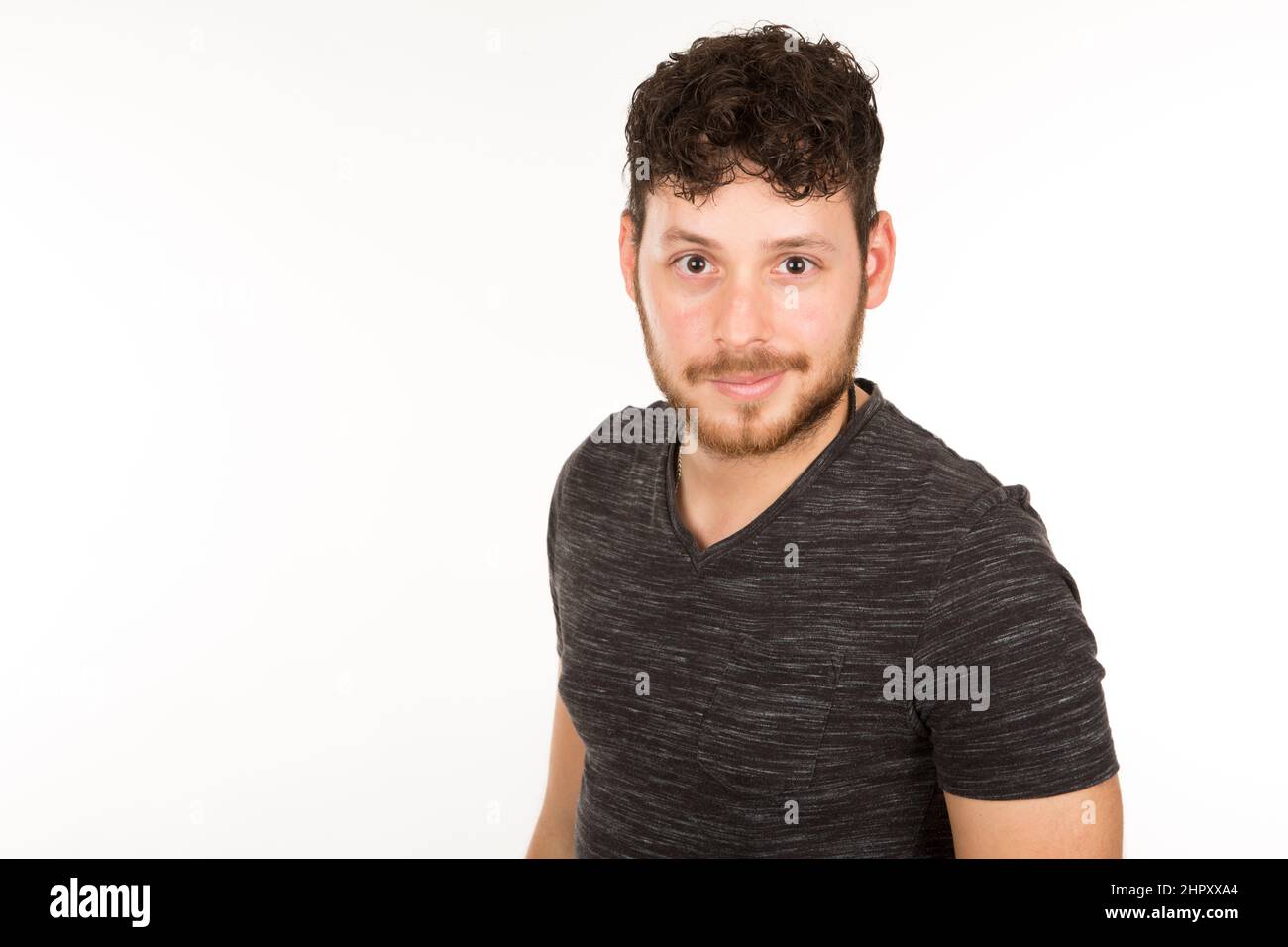 portrait young caucasian bearded man on white background Stock Photo ...