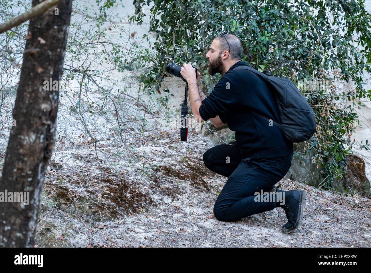 Beit Guvrin National Park, Israel - December 11, 2021: The photographer ...