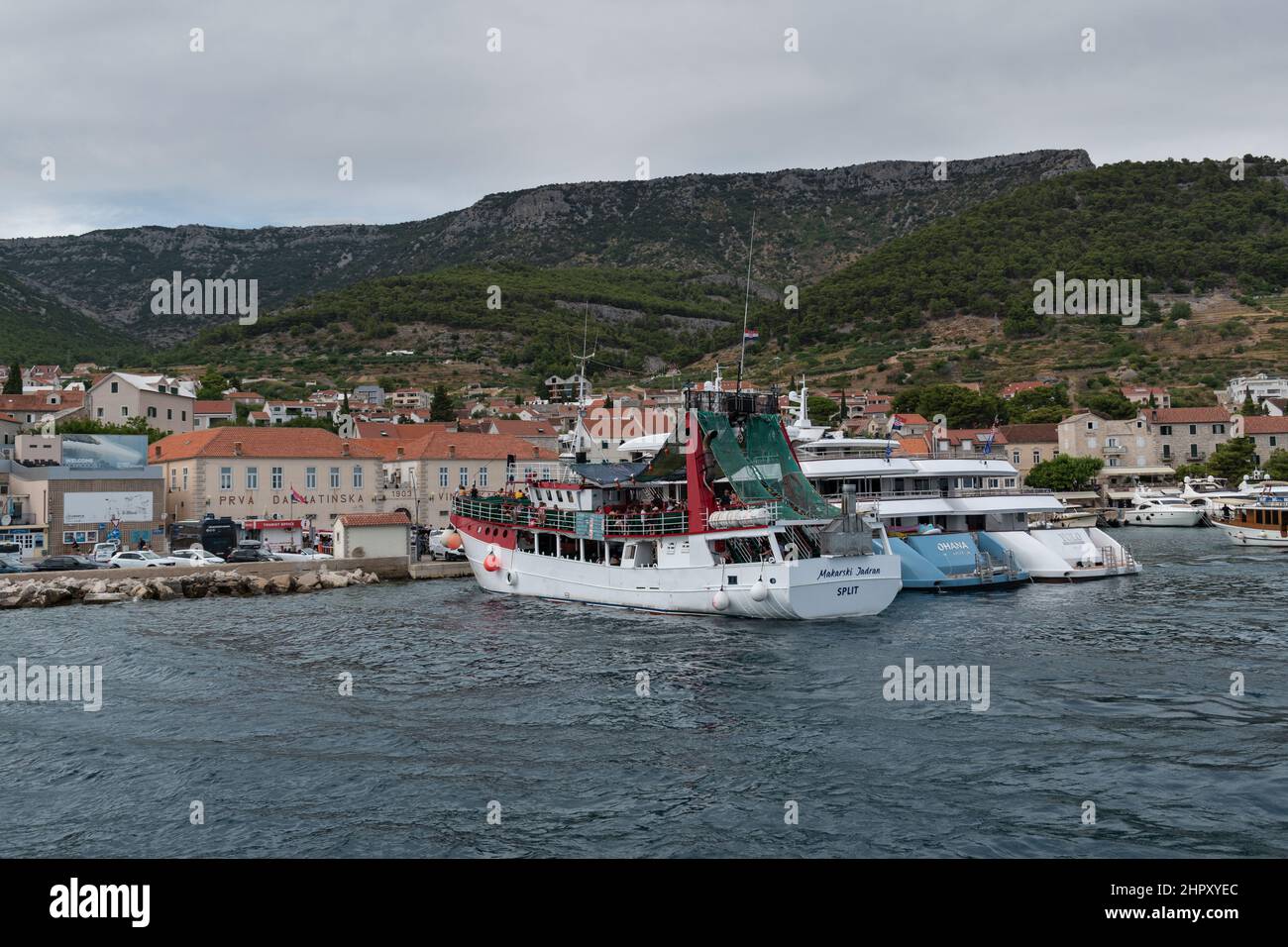 The town of Bol on the island of Brac in Croatia during the summer ...