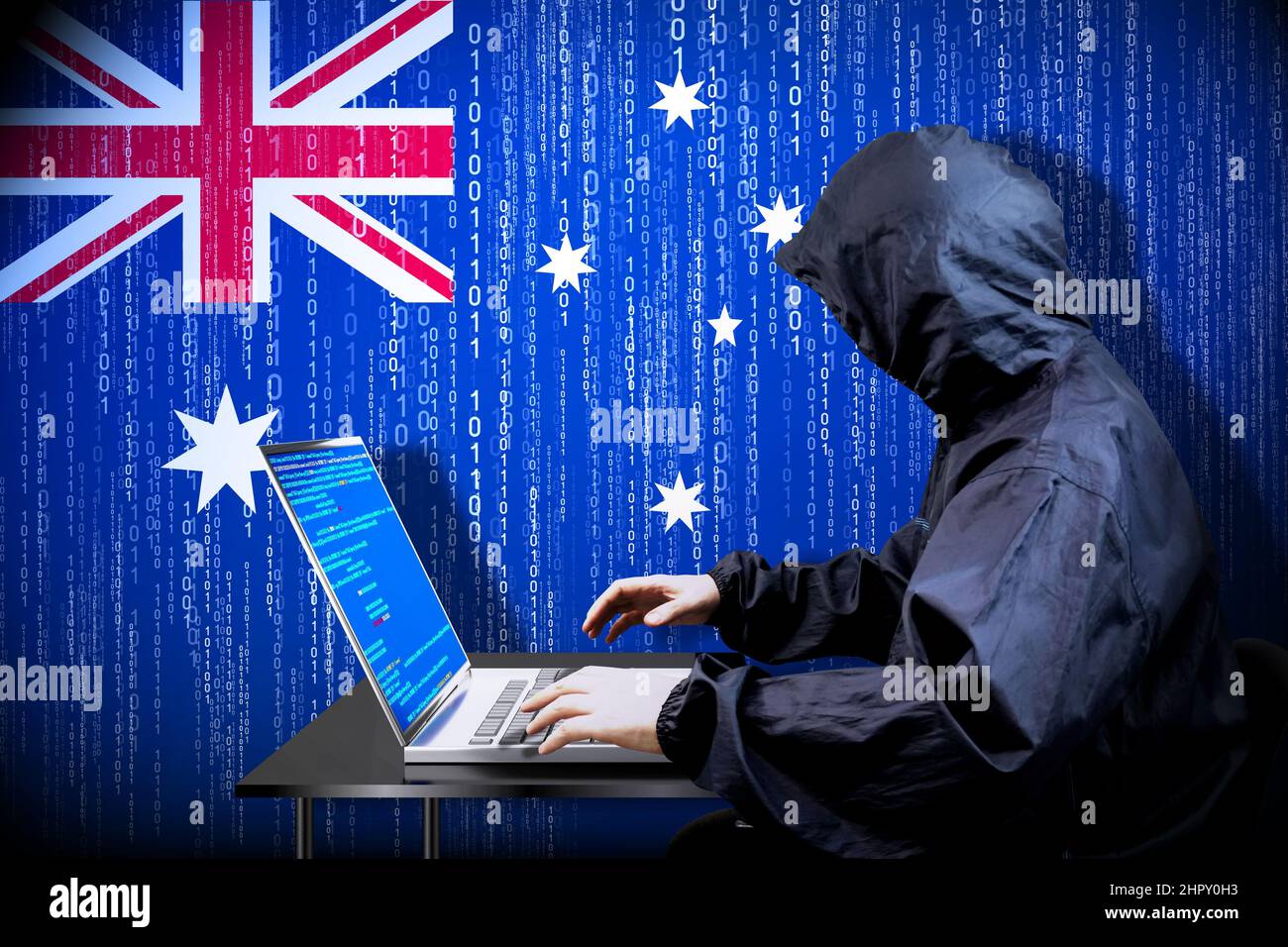 Anonymous Hooded Hacker Flag Of Australia Binary Code Cyber Attack 8554
