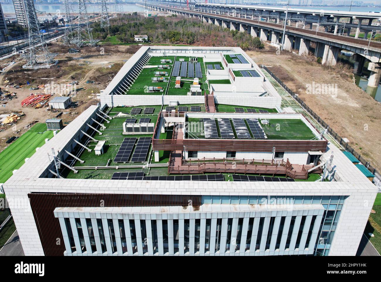 HANGZHOU, CHINA - FEBRUARY 24, 2022 - An aerial view of the 220 kV ...