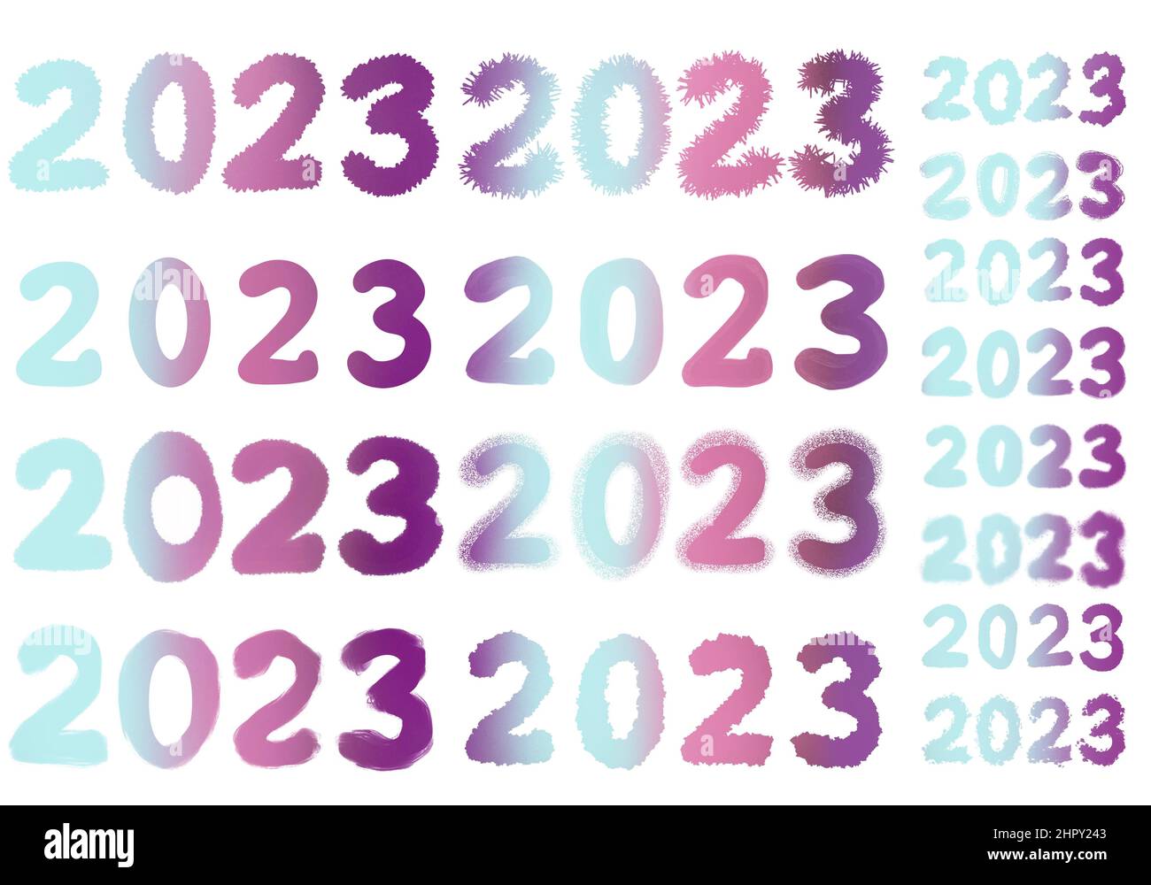Set with 2023 numbers for stickers and cards and cards for postcard and ...