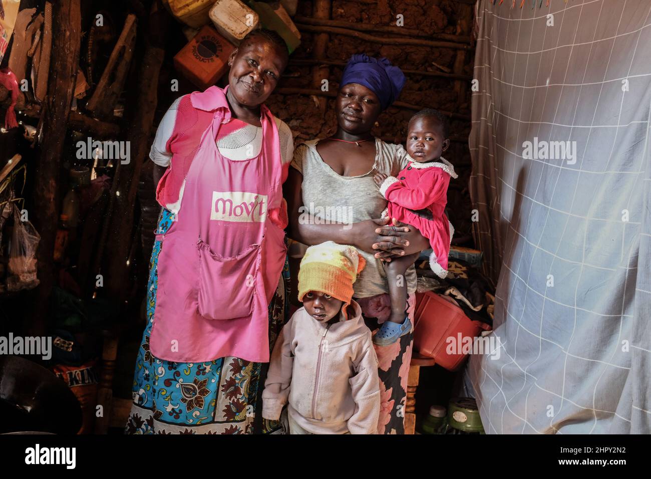 Ruth Atieno (left) takes a posture close by her daughter Elpha Atieno ...