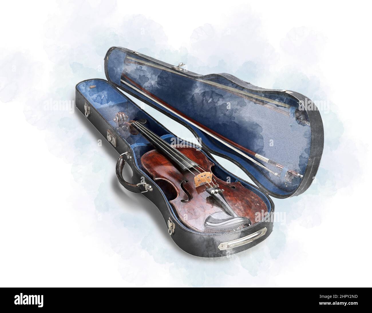 Illustration Sketch of a Violin in a case Stock Photo - Alamy