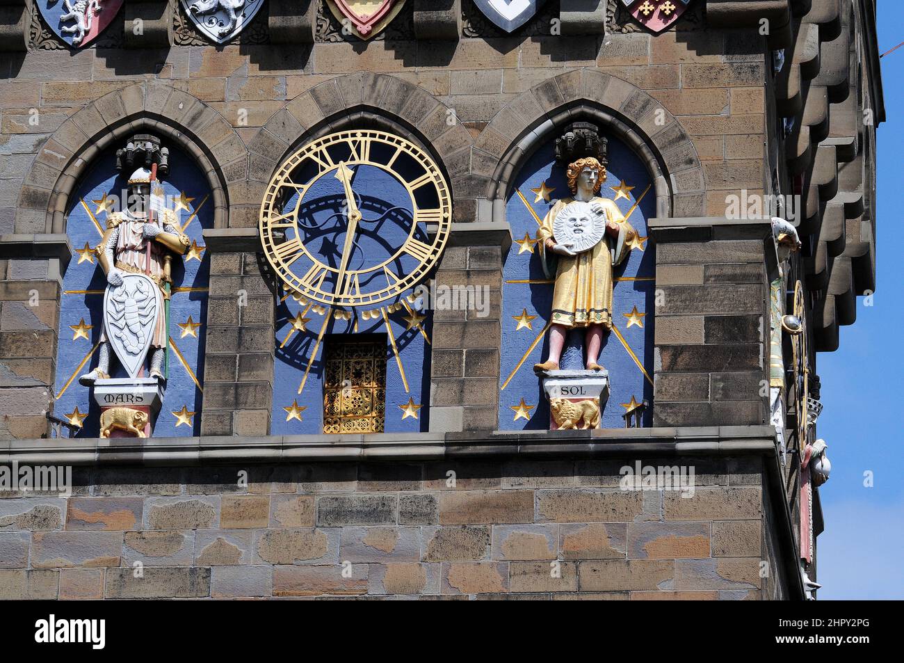 The Clock Tower at Cardiff Castle Stock Photo - Alamy