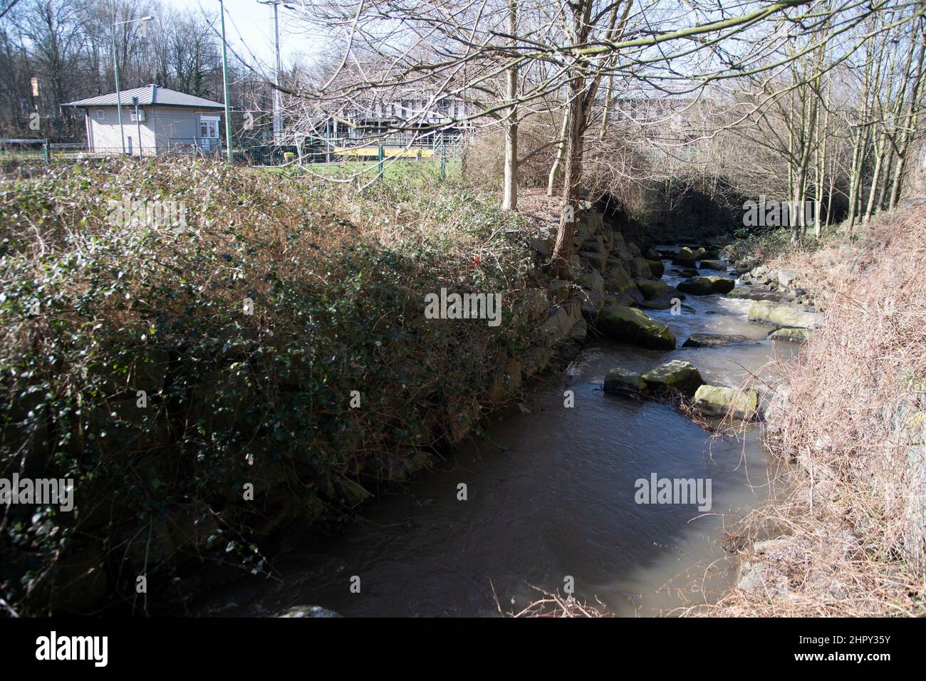 Fish ladder at the Ruihrschleuse Raffelberg, fish ladder, hydroelectric ...